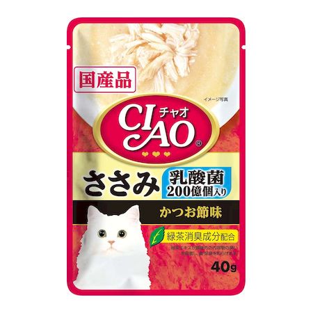 【商品説明】●素材を細かくペースト状にしました。愛猫の喜ぶ素材をトッピングしたシリーズです。●便利な使いきりサイズ。●乳酸菌・ガラクトオリゴ糖配合により健康を維持し、お腹の調子を保ちます。●原材料：鶏肉(ささみ)、かつお節エキス、糖類(オリ...