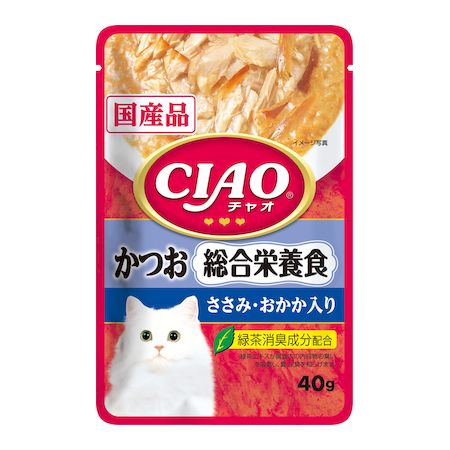 【商品説明】●とりささみのペーストに、愛猫の好きな素材をトッピング。●栄養バランスを考えた食べ切りサイズの成猫用総合栄養食。●焼津産かつおだし使用。●緑茶消臭成分配合。●原材料：鶏肉(ささみ)、鶏脂、かつお節エキス、糖類(オリゴ糖等)、植物...