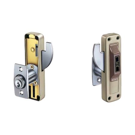 【商品説明】●取付可能扉厚：23〜31mm●シリンダー：SP5ピンシリンダー●キー本数：3本●取付は簡単。引戸にも開戸にも使用可能な鎌錠で、経済性を追求した普及品。●外側からキー、内側からはサムターンをスライドして施解錠します。