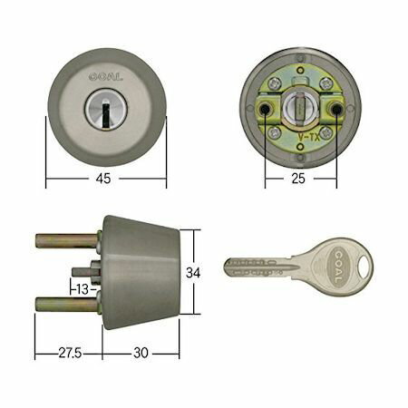 【商品説明】●シリンダーの名称：V18シリンダー●本体数量：1個●附属キー本数：3本●色/仕上げ：ステンレス・ヘアーライン●仕上げ記号：11●対応扉厚：28〜31mm●取替用シリンダー