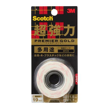 住友スリーエムメーカーお問い合わせ：0570-011-211【商品説明】●19mm×1．5m●基材：アクリルフォーム　粘着剤：特殊アクリル系●柔軟で、強靭なアクリルフォーム基材を採用した、強力な粘着力を持つ両面テープです。金属・木・プラスチ...