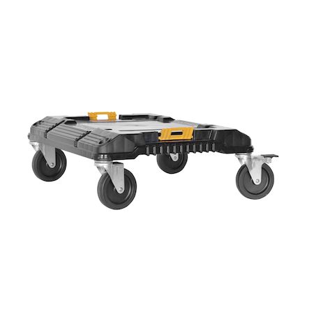 デウォルトメーカーお問い合わせ：03-5979-5777【商品説明】●ティースタック専用台車●W486D436H181●最大積載量100kg●スタッキングラッチ●サイドグリップ●Φ100mmラージキャスター仕様●ストッパー付き自在キャスター...