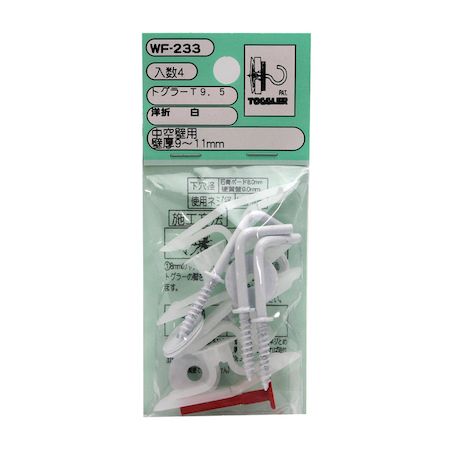 【商品説明】●石膏ボード下地でクロスの壁面への器材の取付け。●天井へは使用しないでください。●適合板厚(mm)：9〜11●ネジ径(mm)：3.5〜6●ネジ長(mm)：32+取付物の厚み●下穴径(mm)：8（石膏ボードの場合）、9(硬質壁の場...