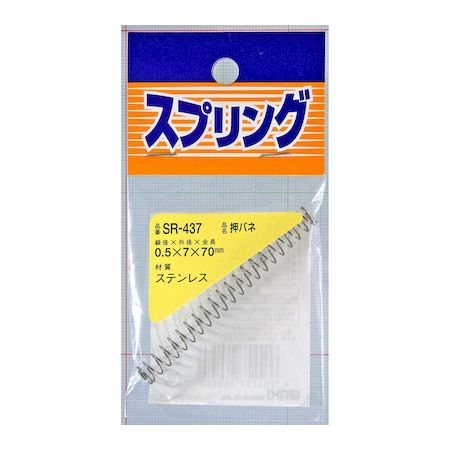 【商品説明】●玩具・プラモデル・モビール・工作●用途以外の御使用はお止め下さい。●変形、破損した状態での使用はお止め下さい。●線径(mm)：0.5●外径(mm)：7●自由長(mm)：70●材質：ステンレス