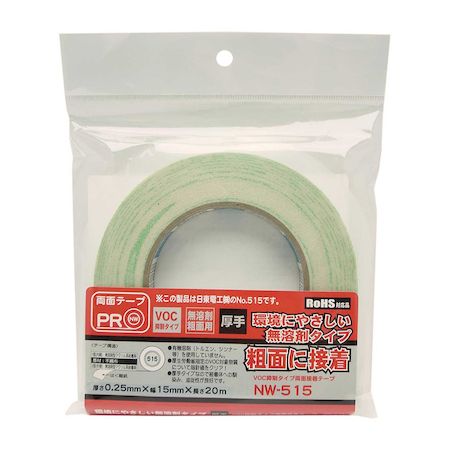 【商品説明】●この製品は日東電工（株）のNo.515です●環境にやさしい無溶剤タイプ！粗面に接着！！●有機溶剤（トルエン、シンナー等）を使用していません●厚生労働省指定のVOC対象物質について指針値をクリア！●厚手タイプなので被着体への馴染...