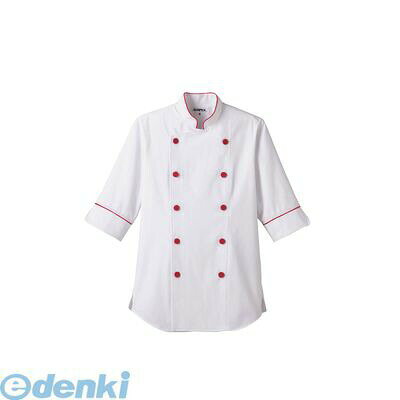 ●仕様：ホワイト×レッド　L●メーカー品番 サイズ 着丈(cm) 肩巾(cm) 胸囲(cm) 袖丈(cm)：ET-1139 L 74 46 108 40●ポリエステル80%+綿20%/交織ポプリン・男女兼用
