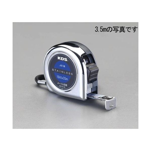 エスコメーカーお問い合わせ：06-6532-6226●全長…5.5mm●幅…25mm●JIS1級品●両面目盛付●2×4スタッドマーク付●材質…ステンレス(テープ、バネ、爪)●ベルト掛け付●ストッパー付