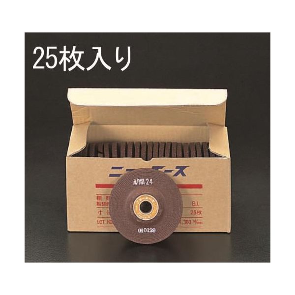 ●用途…一般鋼、ステンレス鋼のバリ、ビード取りに●最大回転数…13690rpm●最大使用周速度…4300m/min●粒度…A/WA24●サイズ…φ100×6(t)mm●穴径…15mm●入数…25枚入り　