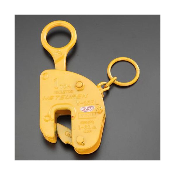 エスコメーカーお問い合わせ：06-6532-6226●商品名…V-25-ELC型●安全ロック式●使用荷重…2t●クランプ範囲(mm)…0〜30●全長(mm)…335●重量(kg)…5.8