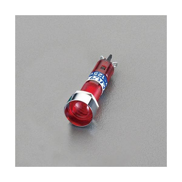 エスコメーカーお問い合わせ：06-6532-6226●パネルカット…φ10.2×8.8mm●端子金具…ハンダ付け用端子●定格…AC100V〜125V●パネル取付方式…ナット締め付け●取付板厚…8mmまで●型式…BN5668-1●色…赤