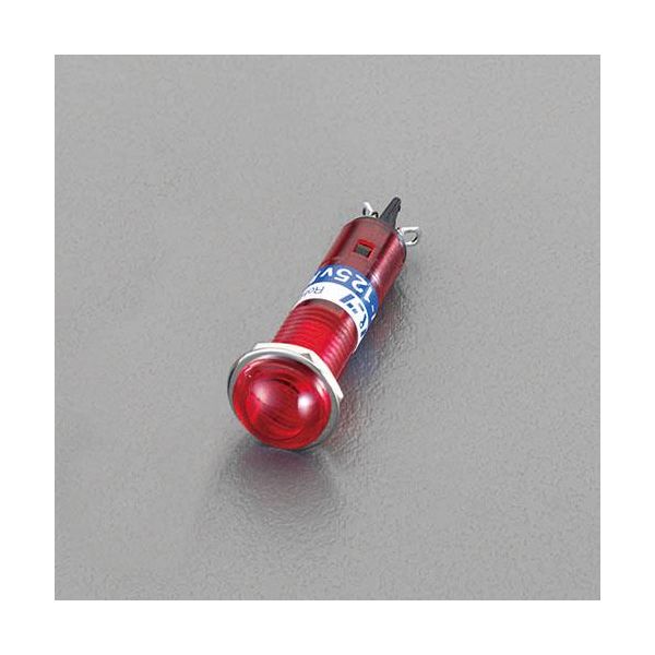 エスコメーカーお問い合わせ：06-6532-6226●パネルカット…φ10.2×8.8mm●定格…AC100V〜125V●端子金具…ハンダ付け用端子●パネル取付方式…ナット締め付け●取付板厚…8mmまで●型式…BN-5665-1R●色…赤
