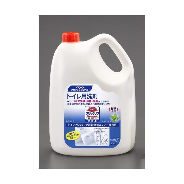 エスコメーカーお問い合わせ：06-6532-6226●内容量…4.5L●中性●トイレ用●便器、便座、手洗い場や床の清掃までこれ1本で洗浄・除菌・消臭ができるクリーナー。●プラスチックにも2度拭きなしで安心して使える中性タイプ。●入数…4個●...