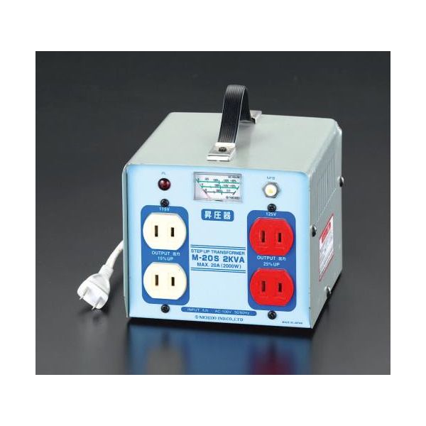 ●容量…2.0kVA●入力電圧…100V(50・60Hz)●出力電圧…115V・125V●コンセント定格…2P・15A●コンセント数…2＋2●屋内昇圧専用型●連続使用時間…20A以下：2時間14A以下：制限なし●コード長…1.2m●サイズ…...