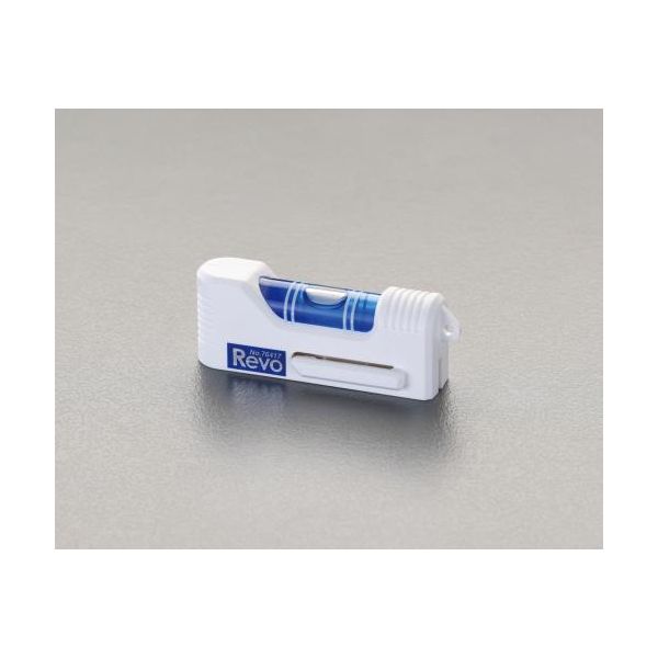 エスコメーカーお問い合わせ：06-6532-6226●精度…±2.5mm/m●サイズ…71(W)×19(D)×25(H)mm●重量…17g●材質…ABS樹脂●曲尺・直尺に取り付けて使えます。