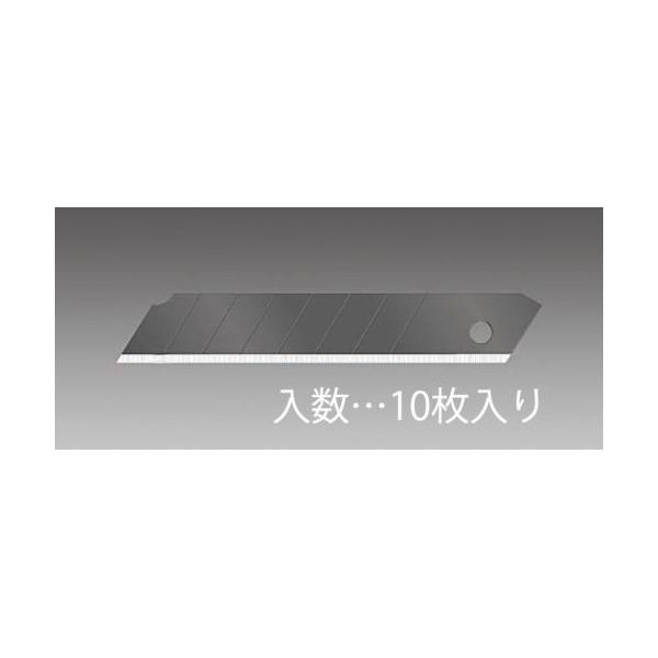 エスコメーカーお問い合わせ：06-6532-6226●カッター替刃　L型　黒色●材質…SK120●全長…100mm●刃幅…18mm●刃厚…0.5mm●重量…6g/1枚あたり●重量（ケース含）…80g●入数…10枚入り●刃欠けに強い鋭角刃