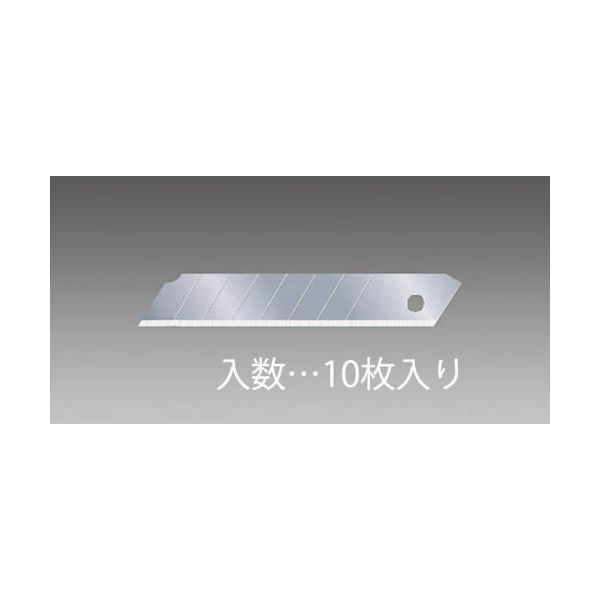エスコメーカーお問い合わせ：06-6532-6226●カッター替刃　L型刃●材質…SK120●全長…100mm●刃幅…18mm●刃厚…0.5mm●重量…6g/1枚あたり●重量（ケース含）…80g●入数…10枚入り