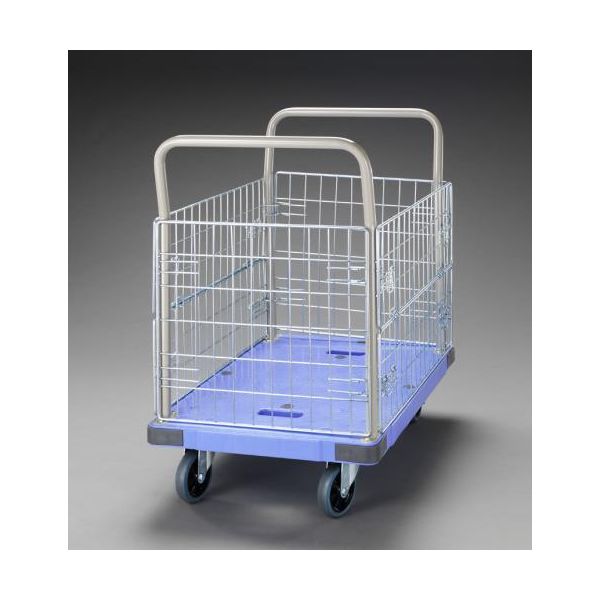 エスコメーカーお問い合わせ：06-6532-6226●※注意※…【お客様組立品】●積載均等耐荷重…300kg●荷台サイズ…900×600×495(H)mm●床高さ…203mm●押手高さ…914mm●車輪径…125mm(グレー車輪)●車輪…自...