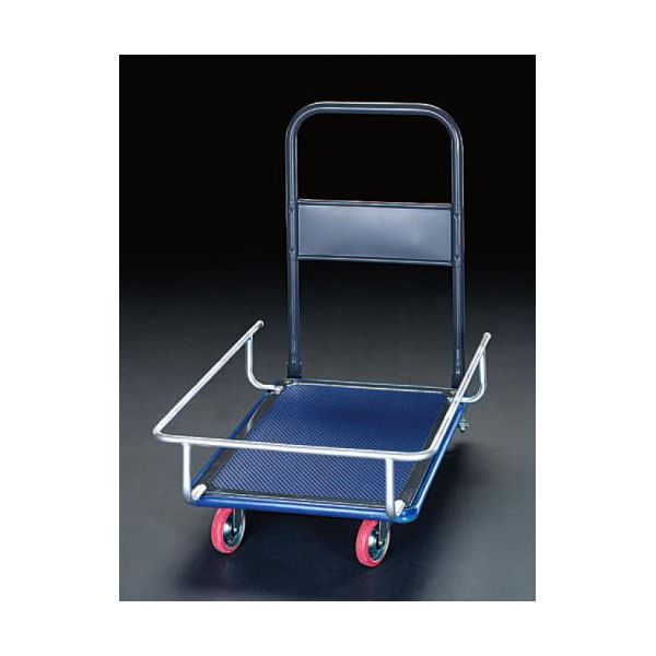 エスコメーカーお問い合わせ：06-6532-6226●積載均等耐荷重…150kg●荷台サイズ…740×480mm●フレームサイズ…830×540mm●荷台材質…スチール●車輪径…100mm(ゴム車)●車輪…自在×2、固定×2●重量…14.5...