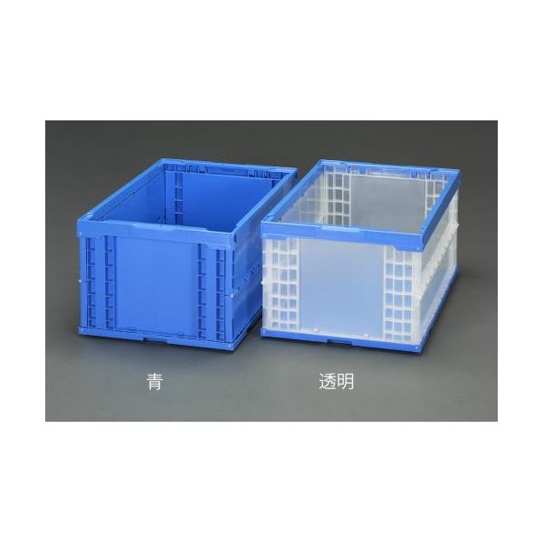 エスコメーカーお問い合わせ：06-6532-6226●容量…76.5L●サイズ…外寸：649×439×327(H)mm内寸：600×406×315(H)mm有効内寸：600×404×306(H)mm●材質…ポリプロピレン●色…透明●折りたた...