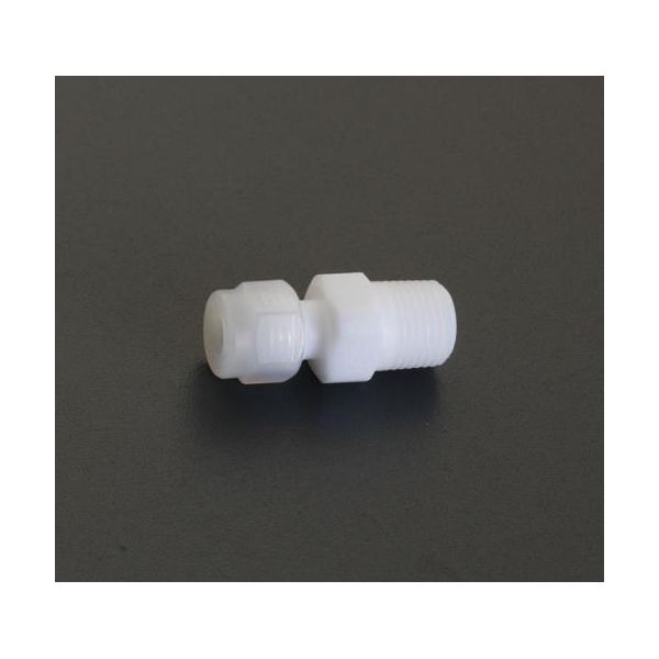 エスコメーカーお問い合わせ：06-6532-6226●チューブサイズ…8mm●ねじサイズ…R（PT）1/8”●最高圧力（23℃時）…0.8MPa●材質…ボディ：フッ素樹脂（PTFE）、ナット：フッ素樹脂（ECTFE）●最高使用温度…100℃...