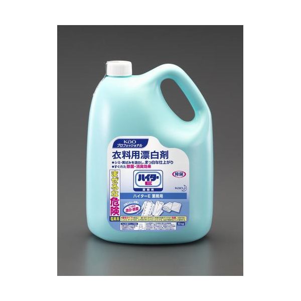 ●ハイターE●内容量…5kg(業務用)●アルカリ性●液体塩素系漂白剤●衣類用●つぶせる容器●シミ、黄ばみ汚れを分解漂白し、真っ白に。●入数…3個　