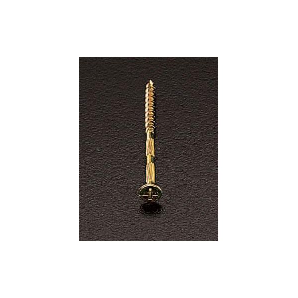 エスコメーカーお問い合わせ：06-6532-6226●材質…鉄(クロメートメッキ)●頭形状…(＋)皿頭●サイズ…4.2×65mm●入数…75個●ツイストローレット付特殊木工ビスで自ら「座堀り」してキッチリ押さえ、硬木、合板、集合材、MDFオ...