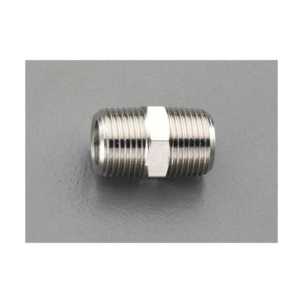 ●材質…真鍮（ニッケルメッキ）●最高使用圧力…0.8MPa●ねじ径…R（PT）3/4”●ねじ有効長…16.5mm●六角対辺…27mm●全長…39mm●重量…約69g