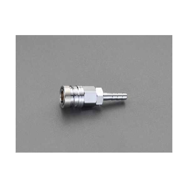 エスコメーカーお問い合わせ：06-6532-6226●タケノコ径…9mm●適合ホース内径※…6mm●使用圧力…0.98MPa●ワンプッシュ式●材質…鋼鉄(クロムメッキ）・ガード部(ニッケルメッキ）●スリーブの手前にカバーをつける事により、外...