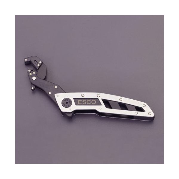 エスコメーカーお問い合わせ：06-6532-6226●全長…215mm●折りたたみ時全長…142mm●適合サイズ…1/2”〜3/4”(12〜19mm)●重量…約265g●グリップのプッシュボタンで角度を調整できます。●バネがついていて、口幅...