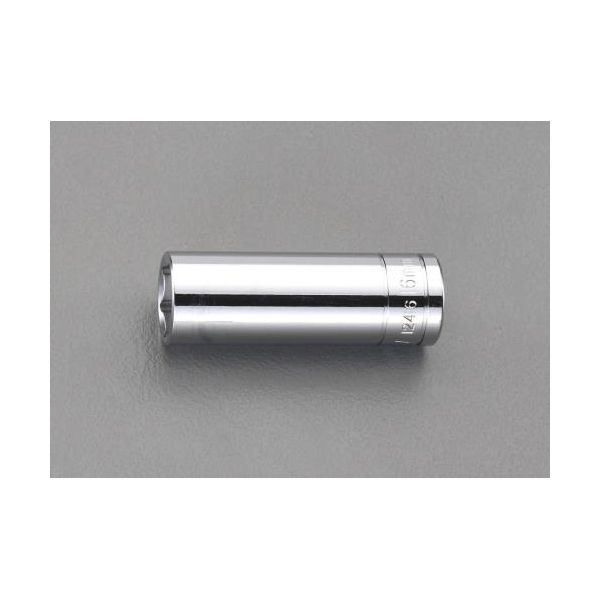 エスコメーカーお問い合わせ：06-6532-6226●差込角…3/8”●対辺…9mm●全長…63.5mm●ソケット先端部外径…13mm●ソケット差込部外径…17mm●ソケット深さ…28mm●ボルトの貫通したナットや、奥まった所での作業に最適...