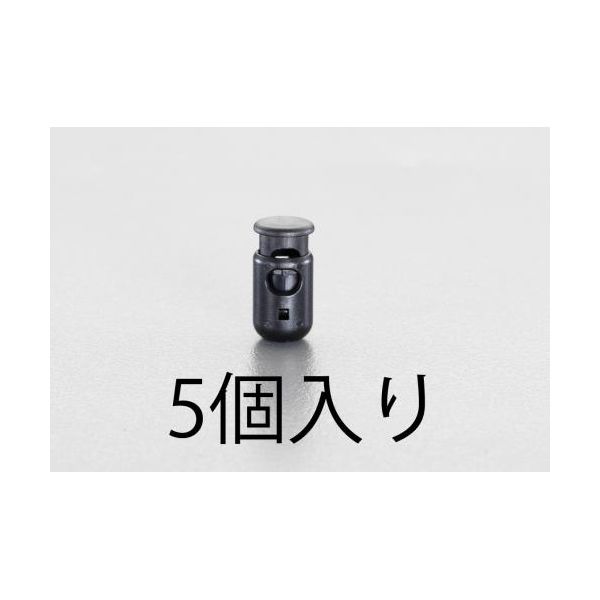 ●材質…ポリアセタール樹脂●用途…1本紐・5.5mm太紐用●サイズ…φ25×27mm●穴径…5mm●入数…5個●スプリングも樹脂でできたコードストッパー●検針機対策やサビの気になる用途にもご使用頂けます。