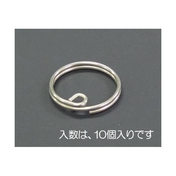 エスコメーカーお問い合わせ：06-6532-6226●内径…18mm●線径…1.2mm●線形状…丸●材質…ステンレスSUS304 (研磨仕上)●入数…10個●キーなどを通しやすい形状になっています。●通常のキーリングのように爪で開いたりする...