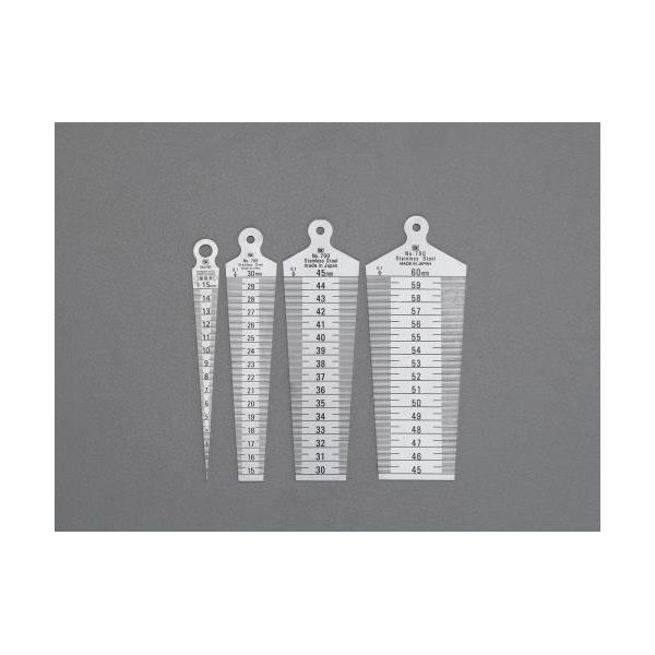 エスコメーカーお問い合わせ：06-6532-6226●測定範囲(mm）…45〜60●全長(mm）…161.5●最小目盛…0.1mm●材質…ステンレス●隙間測定に
