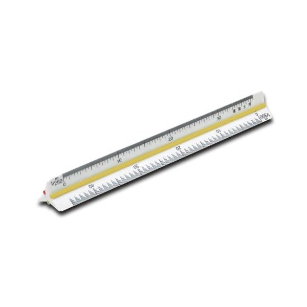 ●全長…325mm●目盛…1mm●幅…27mm●厚み…24mm●最小目盛…1mm●縮尺…1/20・1/50・1/100・1/200・1/250・1/300●重量…60g●材質…ABS●用途…建築士用●凸凹になっていて持ちやすい●縮尺度で色分...