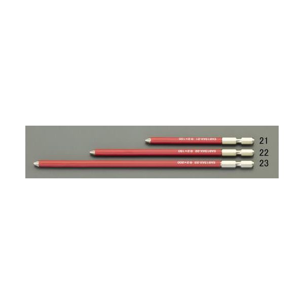 エスコメーカーお問い合わせ：06-6532-6226●（ビット）サイズ…+　#2●六角シャンク…1/4”●軸径…φ6●全長…200mm