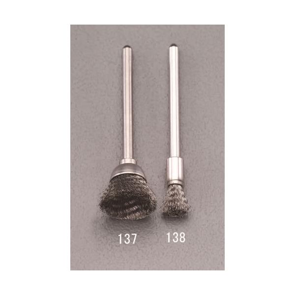 ●材質…ステンレス(SUS316）●最大回転数…15000rpm●軸径…3mm●全長…53mm●外径…5mm●高さ…8mm●線径…0.1mm●同形状の一般ブラシの2倍以上の高速回転でご使用いただけます。●着磁がほとんどなく、防錆性・耐熱性・...
