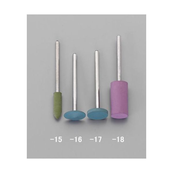 エスコメーカーお問い合わせ：06-6532-6226●軸径…2.34mm●一般鋼、工具鋼、合金類、ステンレス、アルミ、銅、セラミックなどの研磨に●粒度…#1200●サイズ…直径：5mm、高さ：16mm●最大回転数…20，000rpm