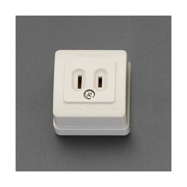 エスコメーカーお問い合わせ：06-6532-6226●定格容量…15A 125V●差込口…1個●角型コンセント(送り端子付)●サイズ…48×48×30(D)mm●適用電線…φ1.6mm、φ2mm●巻線端子式
