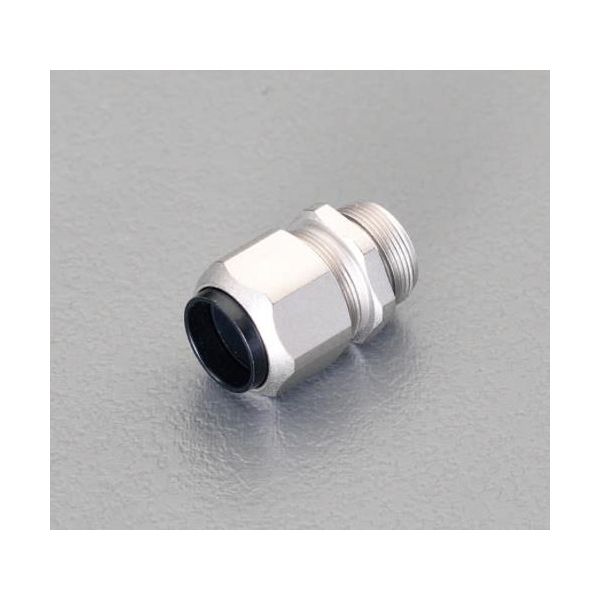 エスコメーカーお問い合わせ：06-6532-6226●適用ケーブル径…2.5〜4mm●取付ねじ…M6×P0.5●使用周囲温度…-25℃〜100℃●重量…40g●材質…Oリング・ゴムブッシュ：耐油性NBR、ニップル・紐付キャップ：真鍮（ニッケ...