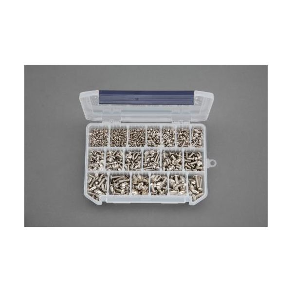 エスコメーカーお問い合わせ：06-6532-6226●＜セット内容＞…サイズ（入数）：M2×4（350）M2×8（250）M2×10（200）M3×6（120）M3×8（100）M3×10（80）M3×15（60）M4×6（70）M4×8（...