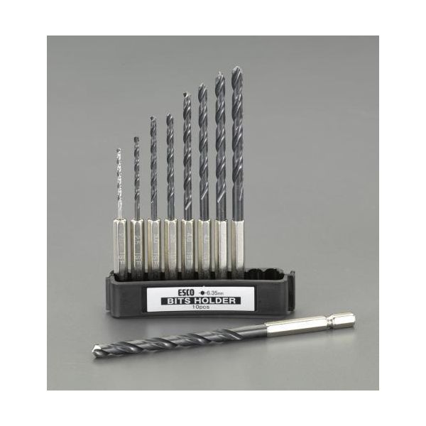 エスコメーカーお問い合わせ：06-6532-6226●材質…HSS(ハイス)●六角シャンク…6.35mm(1/4”)●用途…鉄鋼、ステンレス、軽合金、樹脂、木工●充電式インパクトドリルに使用可能です。●サイズ(mm)…2.0・2.5・3.0...