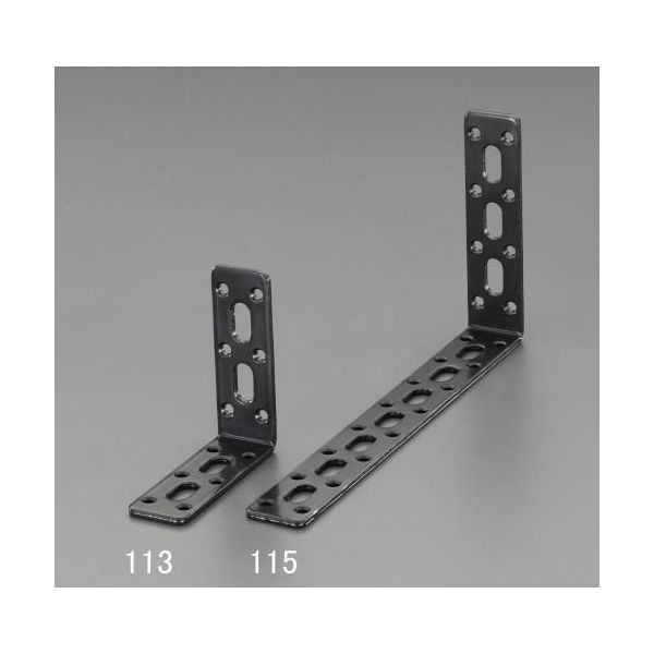 エスコメーカーお問い合わせ：06-6532-6226●材質…スチール●サイズ…長さ×長さ：49×49mm、幅：25mm、厚み：3mm●長穴数…2●長穴サイズ…8×16mm●穴径…4.2mm●カチオン電着塗装(黒色)仕上げ●取付ねじ無し