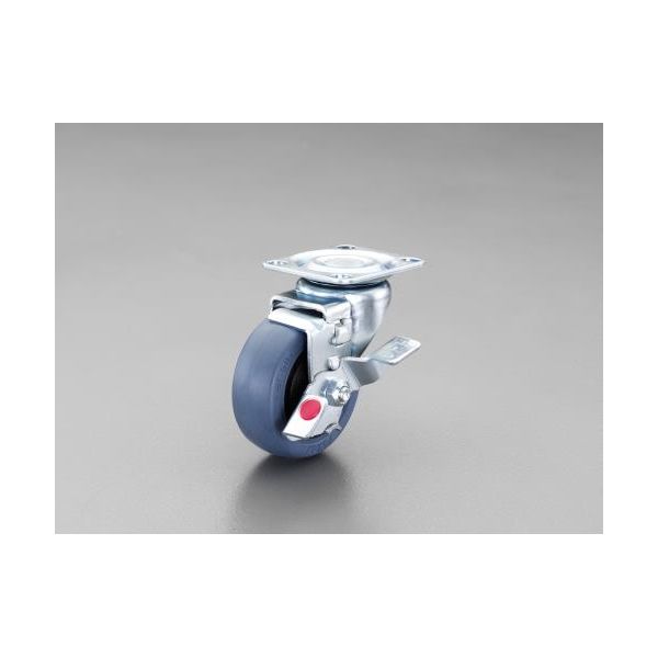 エスコメーカーお問い合わせ：06-6532-6226●ベアリング入●材質…金具：ユニクロームメッキ、車輪：ゴム●自在(ストッパー付)●車輪径×幅…75×27mm●耐荷重…60kg●全高…93mm