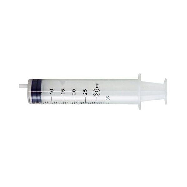 ●容量…30ml●最小目盛…2ml●全長…150mm●サイズ…胴内径：21.5mm、先端内径：2.5mm、先端外径：4mm●材質…プラスチック●重量…23g