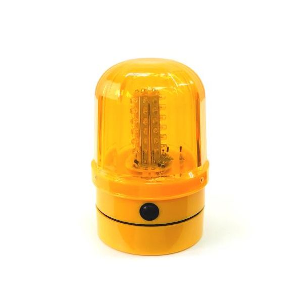 ●電源…単1電池×2本(別売)●光源…LED球×30灯●サイズ…φ95×145(H)mm●重量…395g●材質…ABS樹脂●色…黄●連続使用時間…回転時：200時間●底部にマグネット付●暗闇時、約200m視認可能な高輝度LED搭載