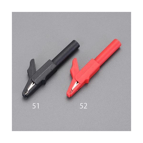 エスコメーカーお問い合わせ：06-6532-6226●最大開口…11mm●全長…54mm●色…黒●プラグ径…φ4mm●定格電圧…300V●定格電流…15A●重量…3g●閉口時は導体に触れない安全設計