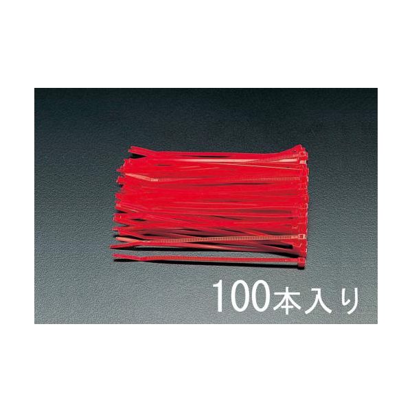 ●色…赤●全長…150mm●幅…3.6mm●最大径…39mm●ループ引張強度…18kgf●使用温度範囲…-40〜85℃●材質…ナイロン66●厚み…1.4mm●入数は100本入りです。　
