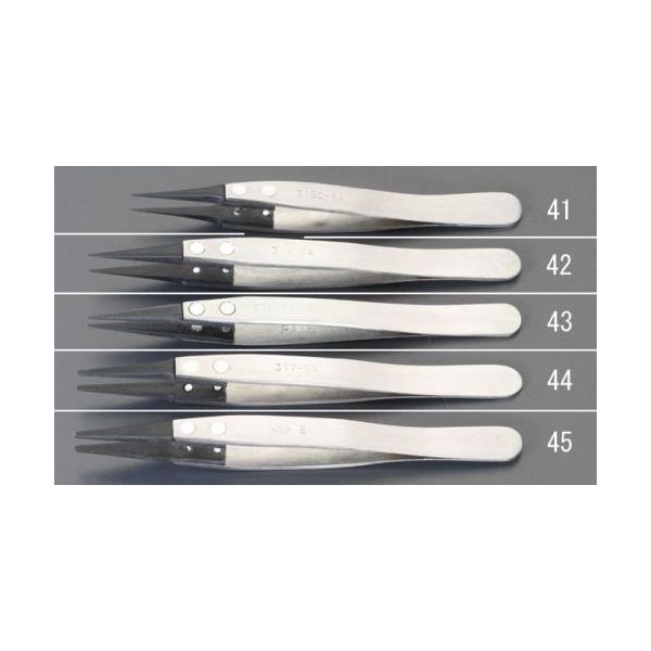 エスコメーカーお問い合わせ：06-6532-6226●耐熱温度…240℃●先端…直・鋭●材質…チップ：合成繊維(ESD)、ハンドル：ステンレス●先端幅…0.5mm●全長…120mm