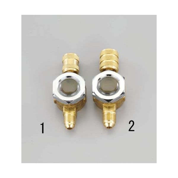 エスコメーカーお問い合わせ：06-6532-6226●適用冷媒…R12、R22、R407C●接続径…1/4”オス×1/4”メス(ローレット）●サイズ…82×50×15mm●窓サイズ…φ20mm●重量…120g●使用圧力…3.0MPa●冷媒回...