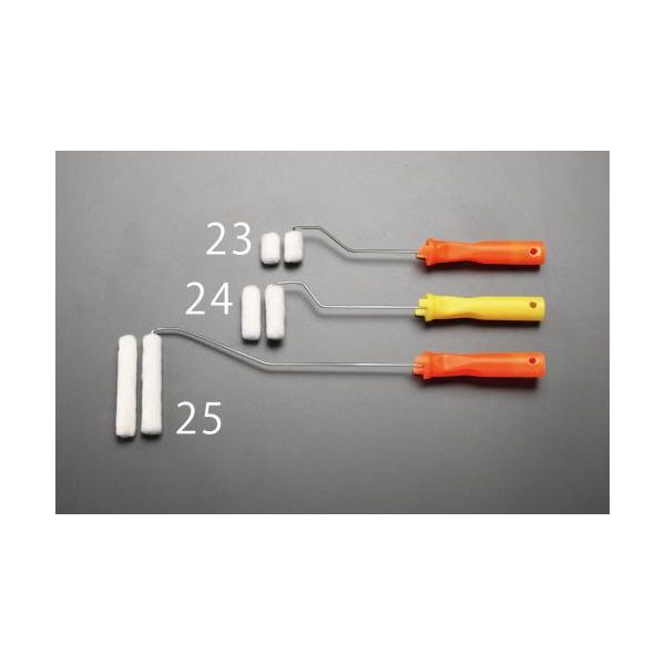 エスコメーカーお問い合わせ：06-6532-6226●毛材質…アクリル、ポリエステル混毛●材質…軸：スチール、ハンドル：プラスチック●ハンドルサイズ…25×270mm●軸径…3mm●毛丈…4mm●毛幅…25mm●ローラー径…14mm●重量…...